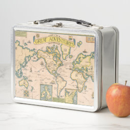 Map of Great Adventures Metal Lunch Box | Zazzle