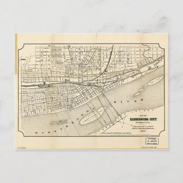 Map of Harrisburg City, Pennsylvania (1895) Postcard | Zazzle
