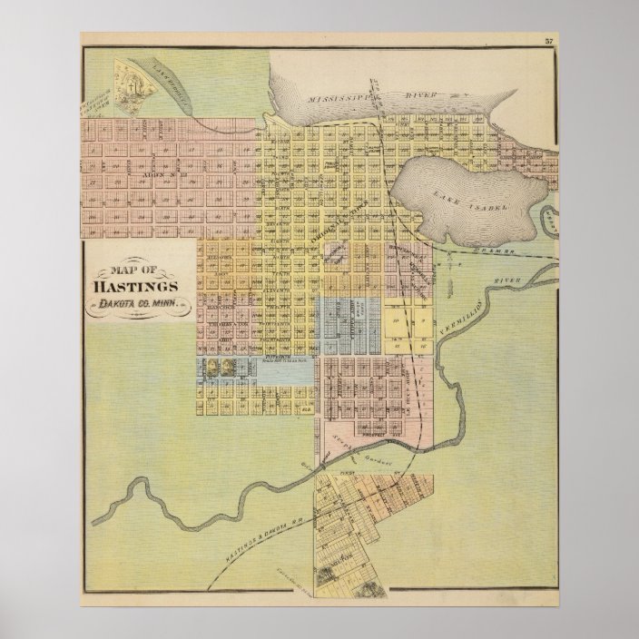 Map of Hastings, Dakota County, Minnesota Poster | Zazzle.com