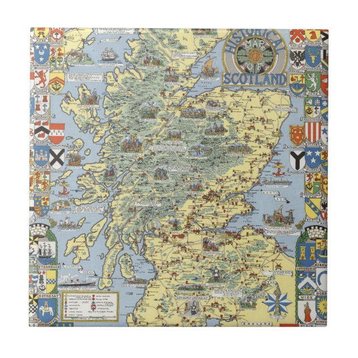 Map of Historical Scotland Ceramic Tile | Zazzle