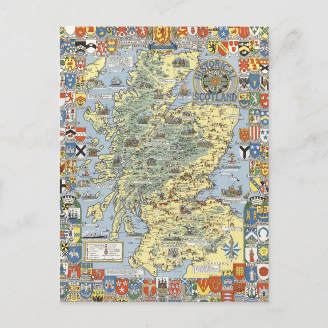 Map of Historical Scotland Postcard | Zazzle