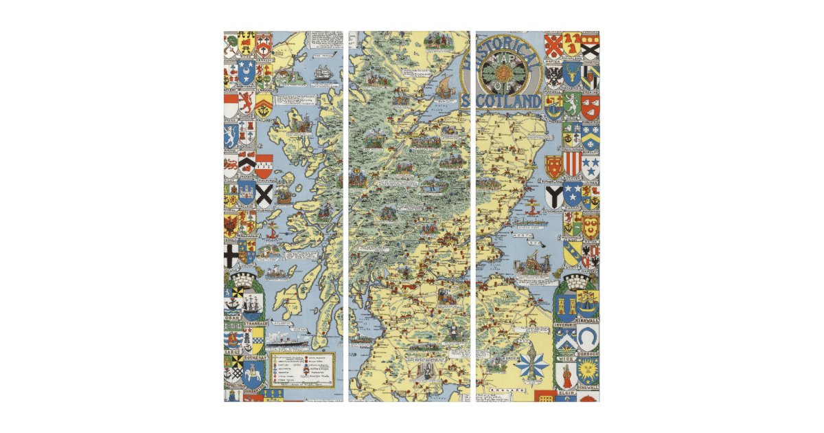 Map of Historical Scotland Triptych | Zazzle