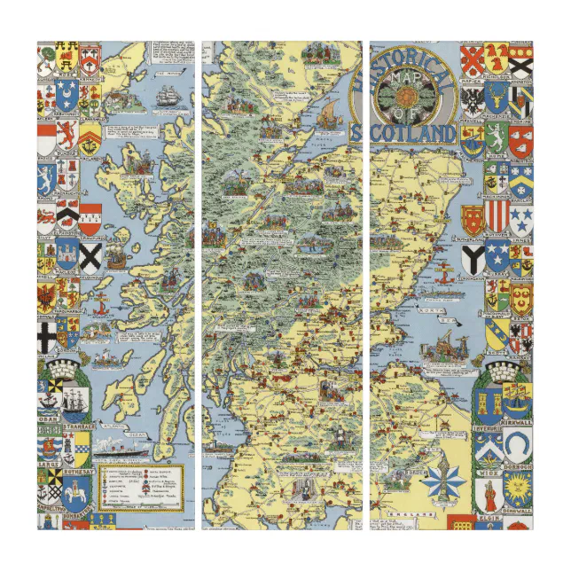 Map of Historical Scotland Triptych | Zazzle