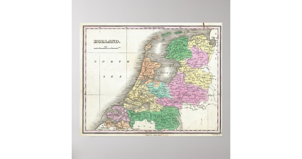 Map of Holland 1727 - by Anthony Finley Poster | Zazzle