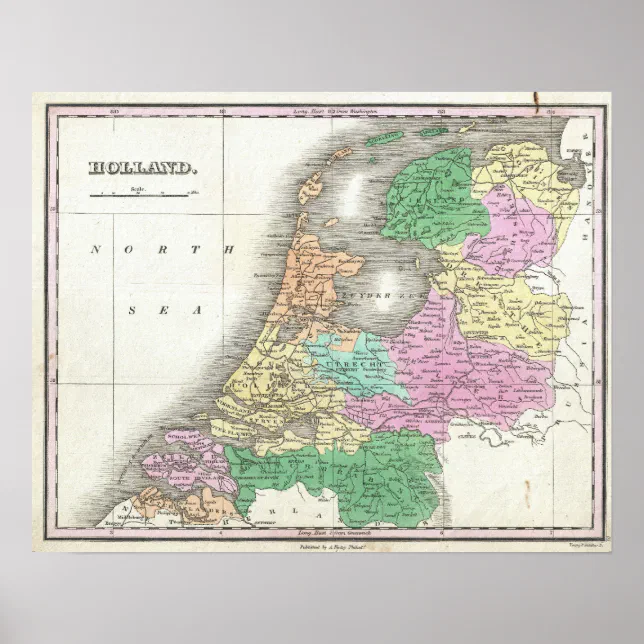 Map of Holland 1727 - by Anthony Finley Poster | Zazzle