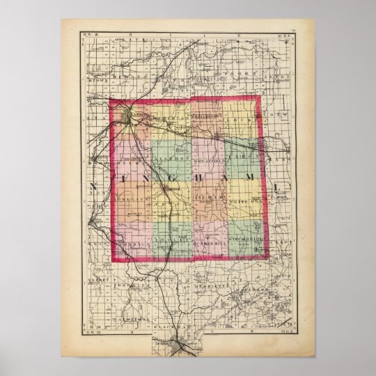 Map of Ingham County, Michigan Poster | Zazzle.com
