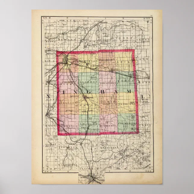 Map of Ingham County, Michigan Poster | Zazzle