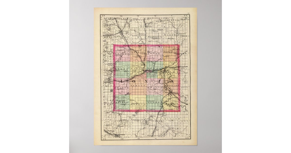 Map of Ionia County, Michigan Poster | Zazzle