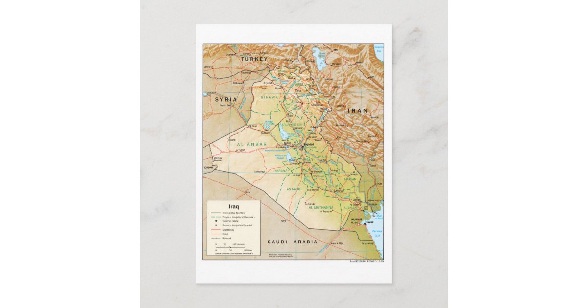 Map of Iraq (1999) Postcard | Zazzle