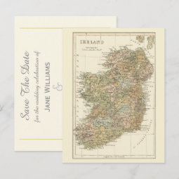 Map of Ireland 1862 Wedding Save The Date (Wide) Announcement Postcard ...