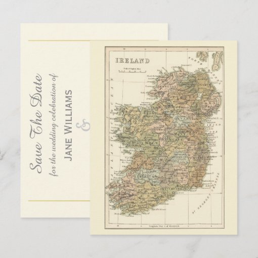 Map of Ireland 1862 Wedding Save The Date (Wide) Announcement Postcard ...