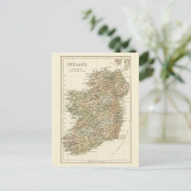 Map of Ireland 1862 Wedding Save The Date (Wide) Announcement Postcard ...