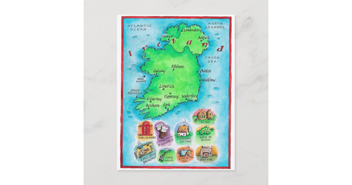 Map of Ireland Postcard | Zazzle