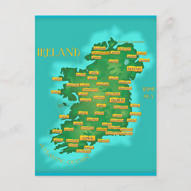 Map Of Ireland Postcard | Zazzle