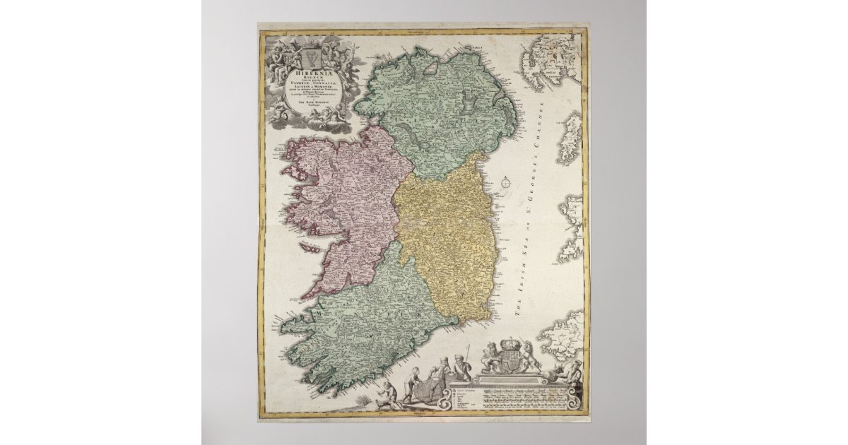 Map of Ireland showing the Provinces of Ulster Poster | Zazzle