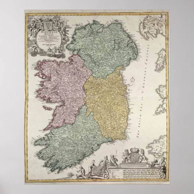 Map of Ireland showing the Provinces of Ulster Poster | Zazzle