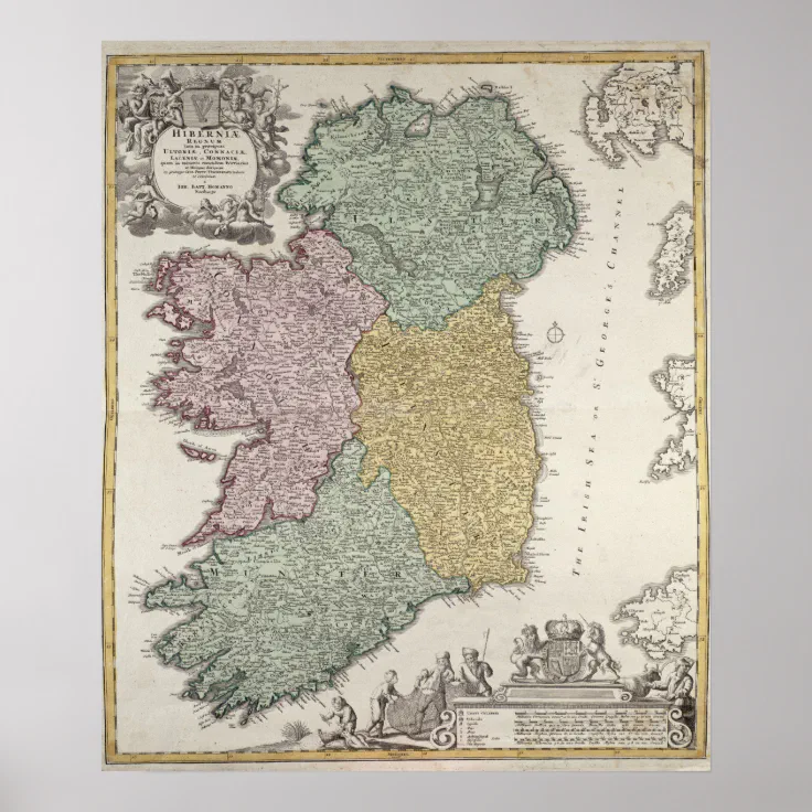 Map of Ireland showing the Provinces of Ulster Poster | Zazzle