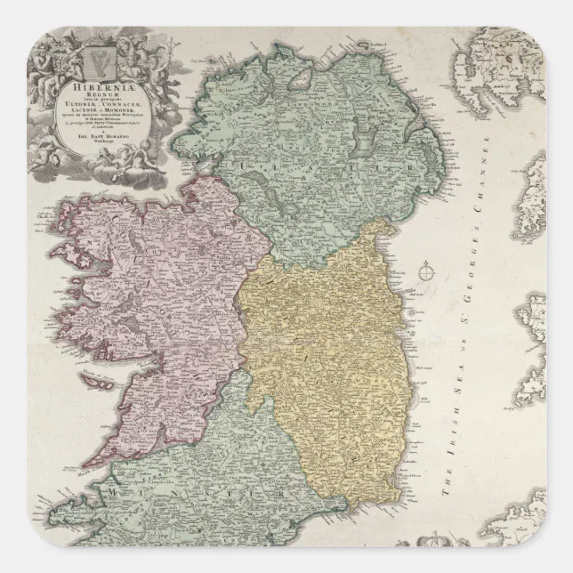 Map of Ireland showing the Provinces of Ulster Square Sticker | Zazzle