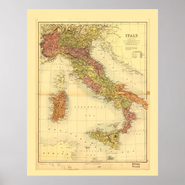 Map of Italy (1890) Poster | Zazzle