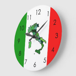 Map of Italy and Italian Flag Large Clock | Zazzle