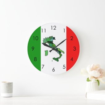 Map of Italy and Italian Flag Large Clock | Zazzle