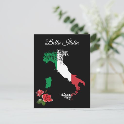 Map of Italy Bella Italia Italian Language Postcard | Zazzle