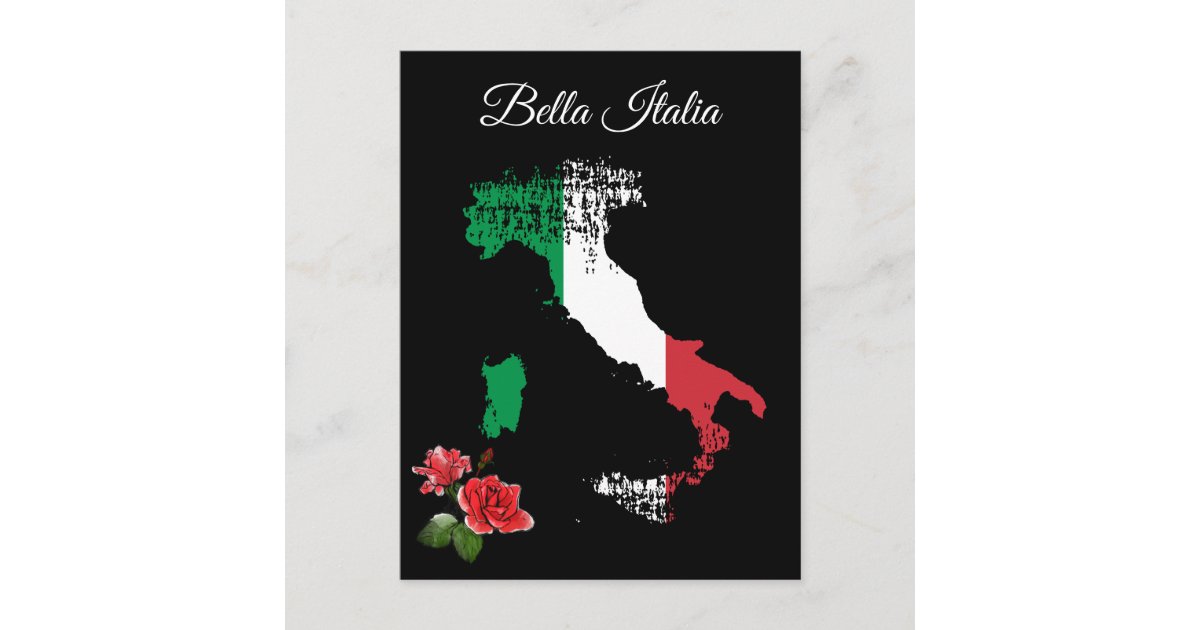 Map of Italy Bella Italia Italian Language Postcard | Zazzle