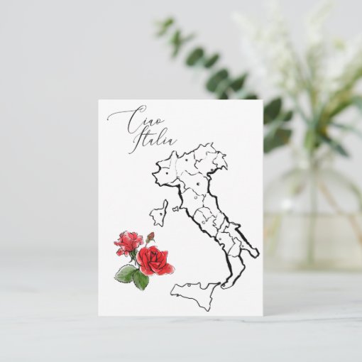 Map of Italy Ciao Italia Italian Language Postcard | Zazzle