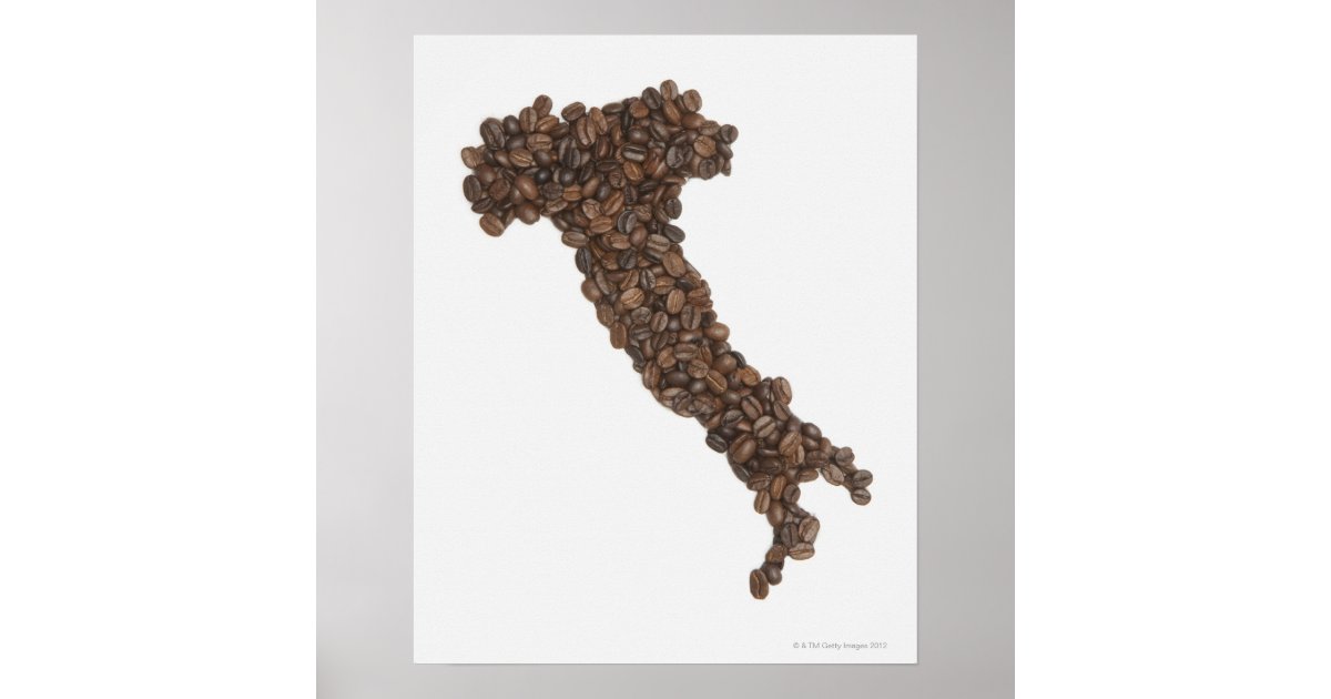 Map of Italy made of Coffee Beans Poster | Zazzle