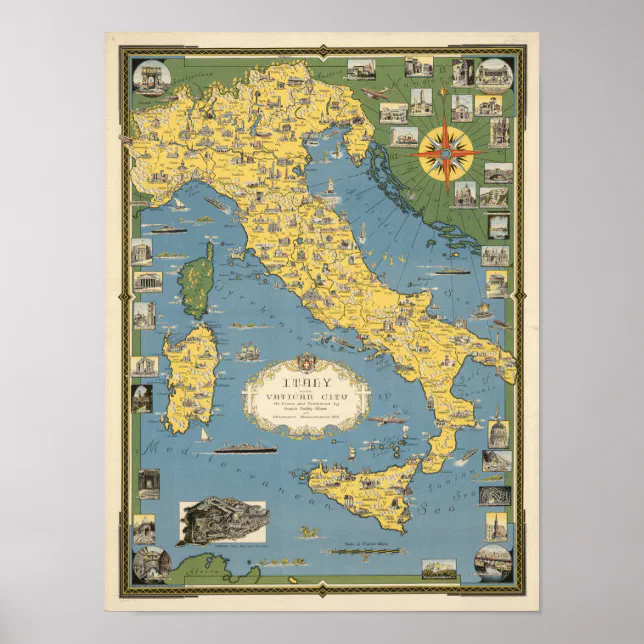 Map of Italy with Vatican City Poster | Zazzle