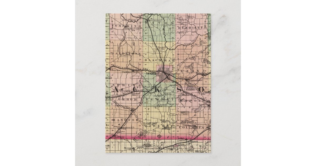 Map of Jackson County, Michigan Postcard | Zazzle
