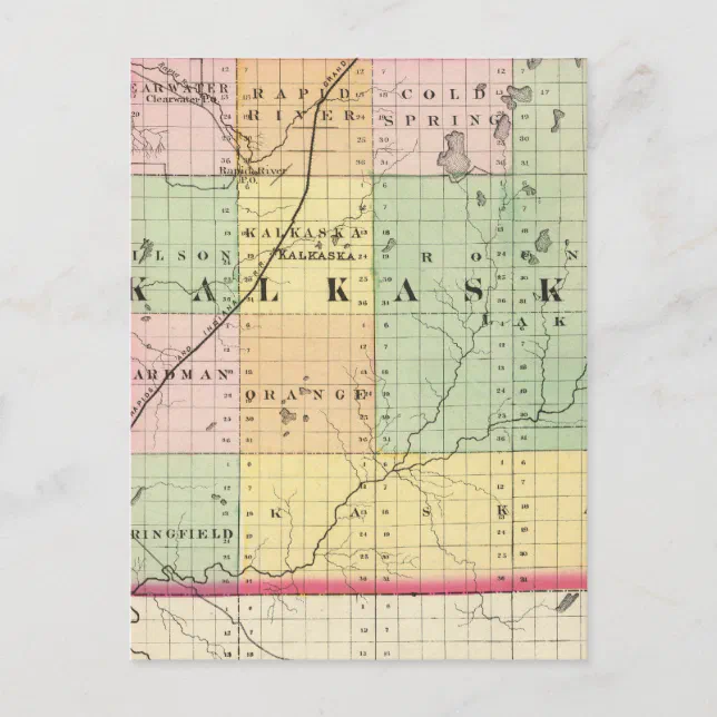 Map of Kalkaska County, Michigan Postcard | Zazzle