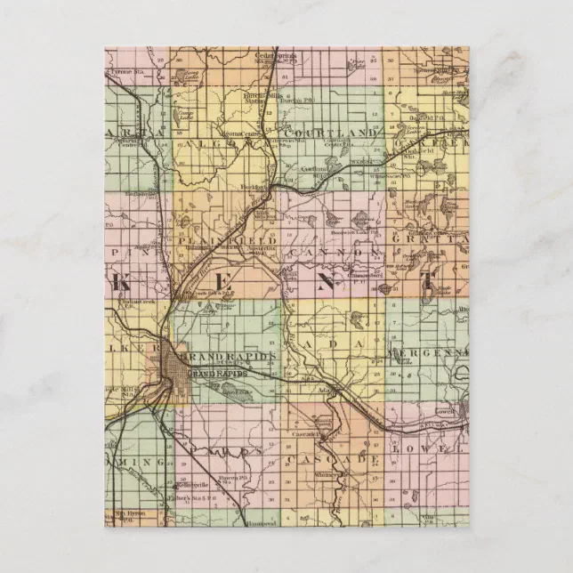 Map of Kent County, Michigan Postcard | Zazzle