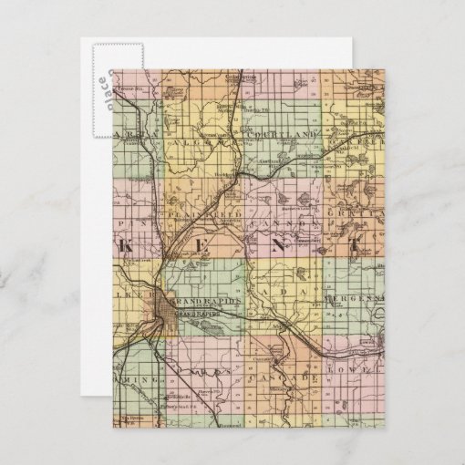 Map of Kent County, Michigan Postcard | Zazzle