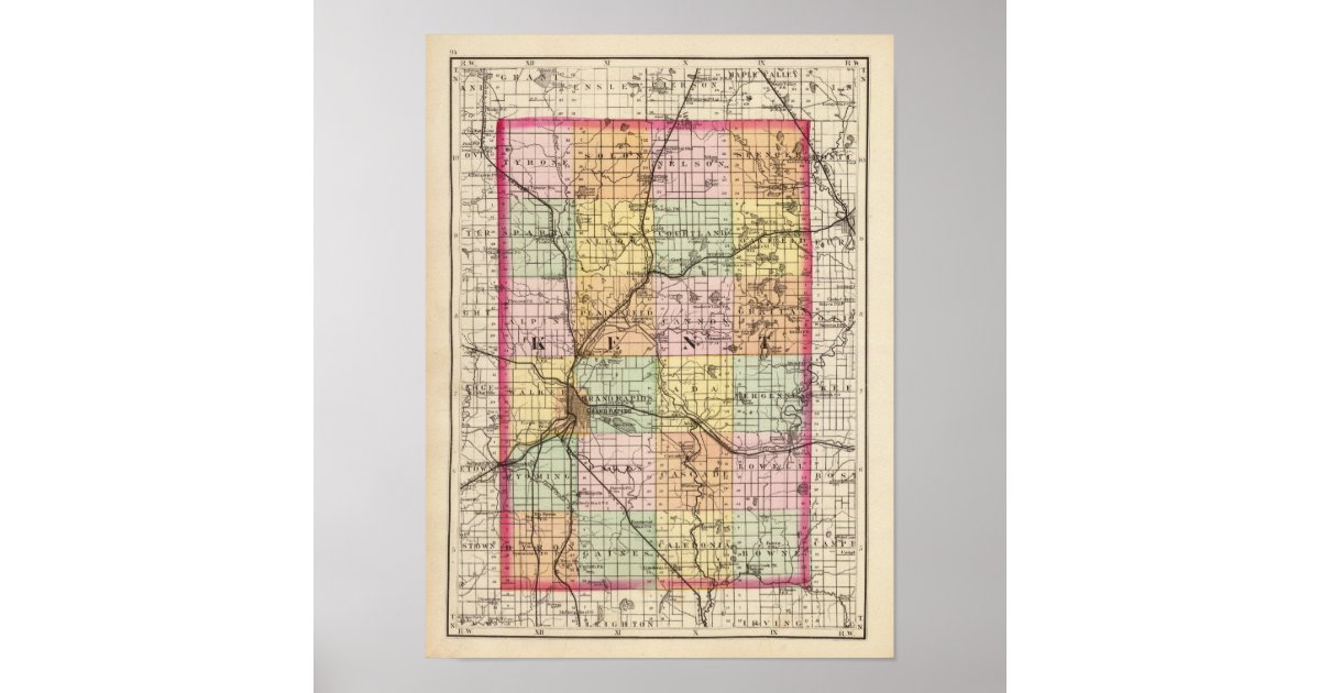 Map of Kent County, Michigan Poster | Zazzle