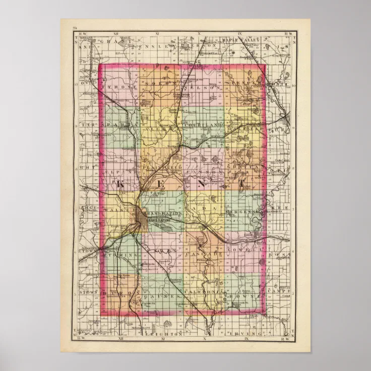 Map of Kent County, Michigan Poster | Zazzle