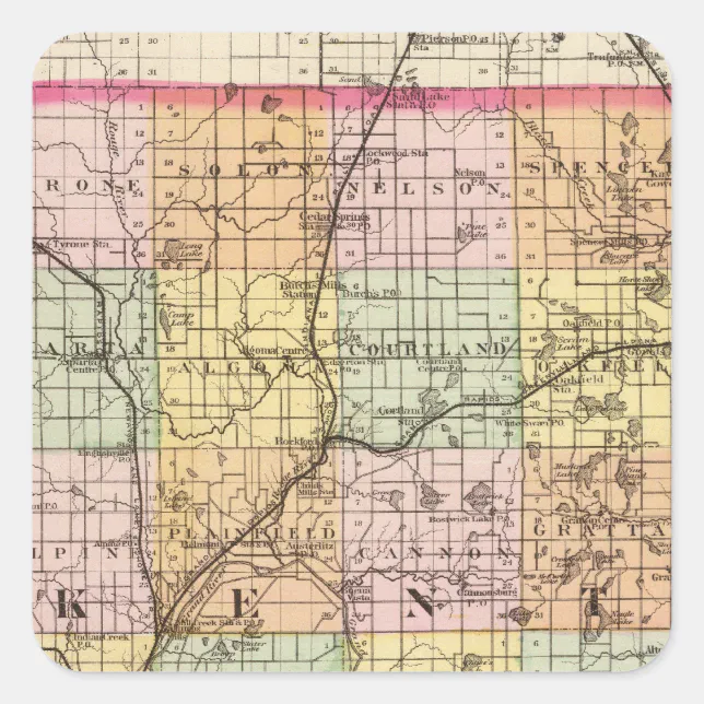 Map of Kent County, Michigan Square Sticker | Zazzle