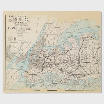 Map of Kings, Queens, Long Island Wrapping Paper | Zazzle