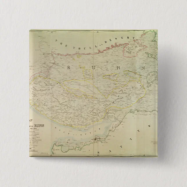 Map of Kutch and Runn, India, 1854 Pinback Button | Zazzle
