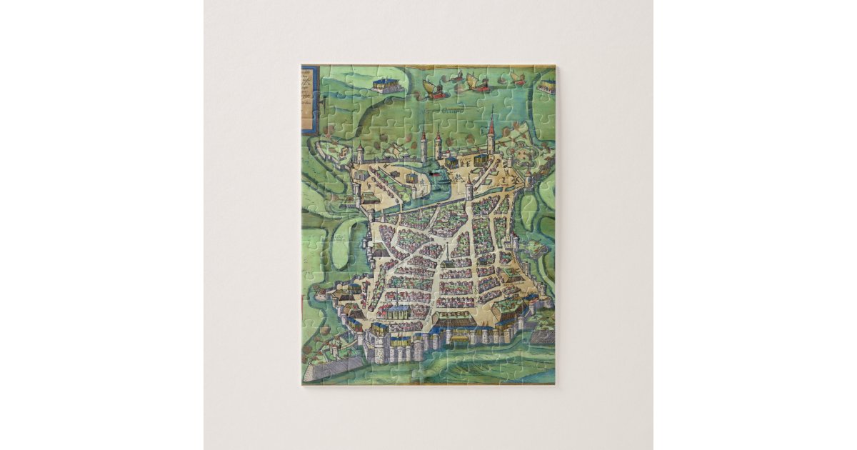 Map of La Rochelle, from 'Civitates Orbis Terrarum Jigsaw Puzzle | Zazzle