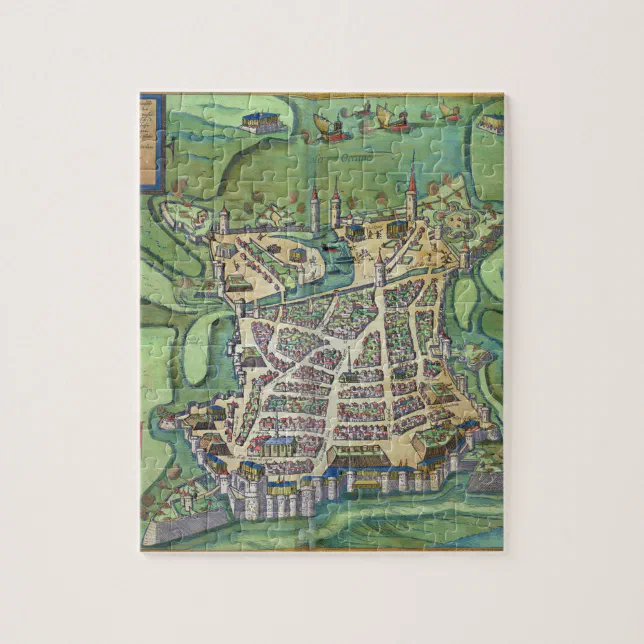 Map of La Rochelle, from 'Civitates Orbis Terrarum Jigsaw Puzzle | Zazzle