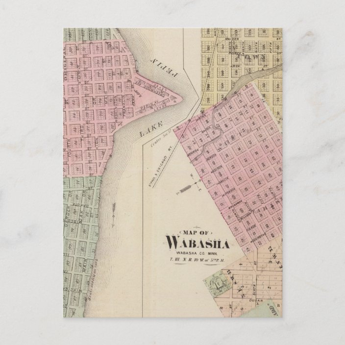 Map of Lake City, and Map of Wabasha, Minnesota Postcard | Zazzle.com