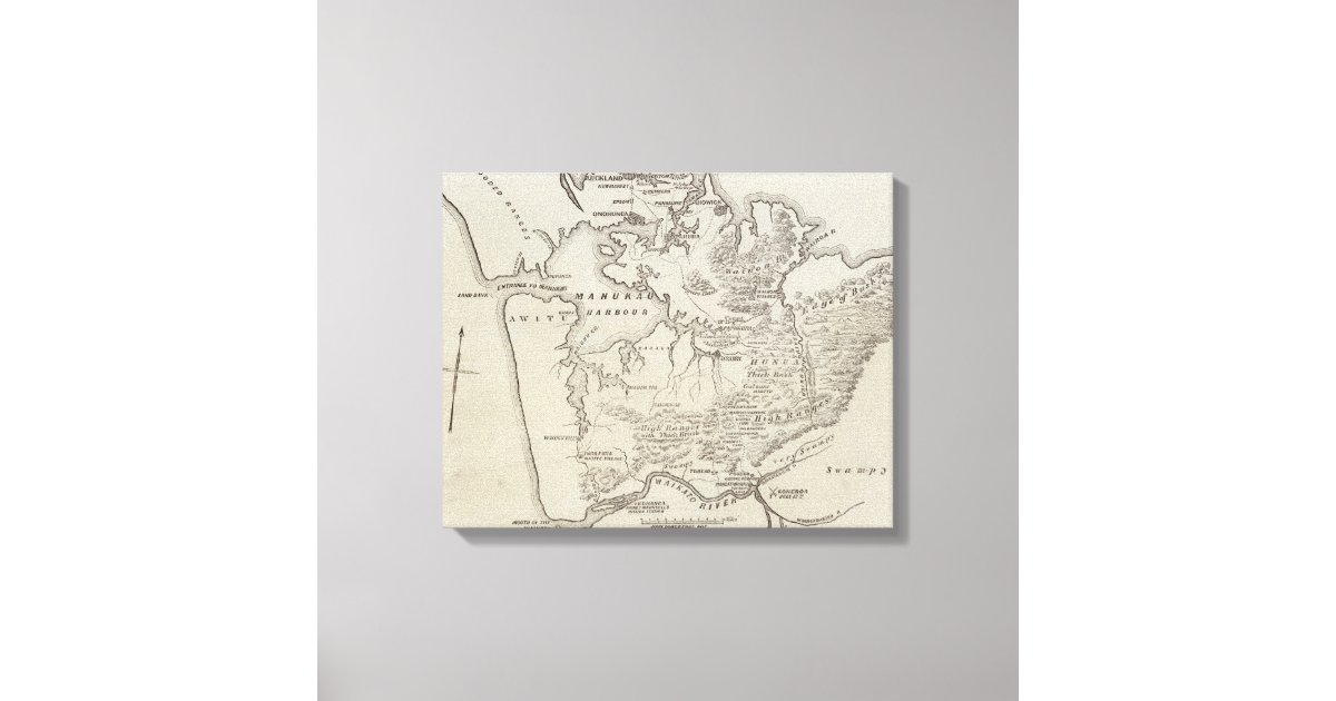 Map of land between Auckland & Waikato River Canvas Print | Zazzle