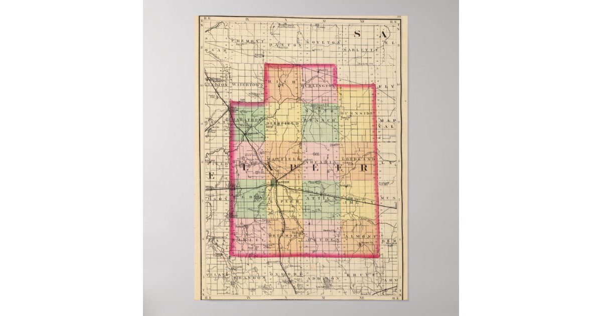Map of Lapeer County, Michigan Poster | Zazzle