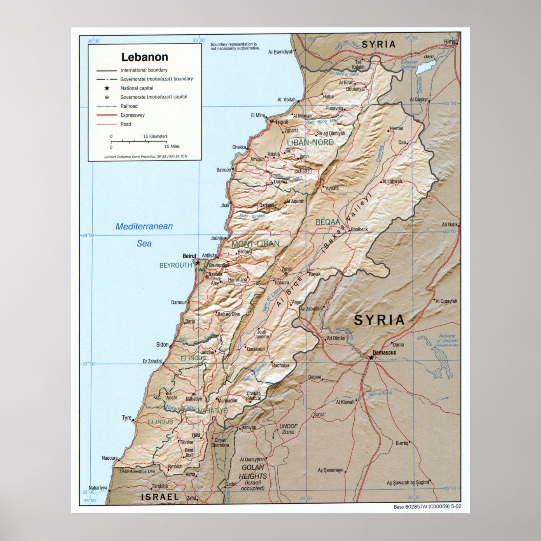 Map of Lebanon (2002) Poster | Zazzle