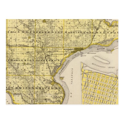 Map of Lee County and Montrose, State of Iowa Postcard | Zazzle