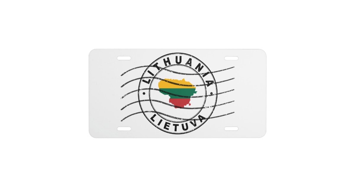 Map of Lithuania, Postal Passport Stamp License Plate | Zazzle