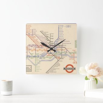 Map of London's Underground Railways Square Wall Clock | Zazzle