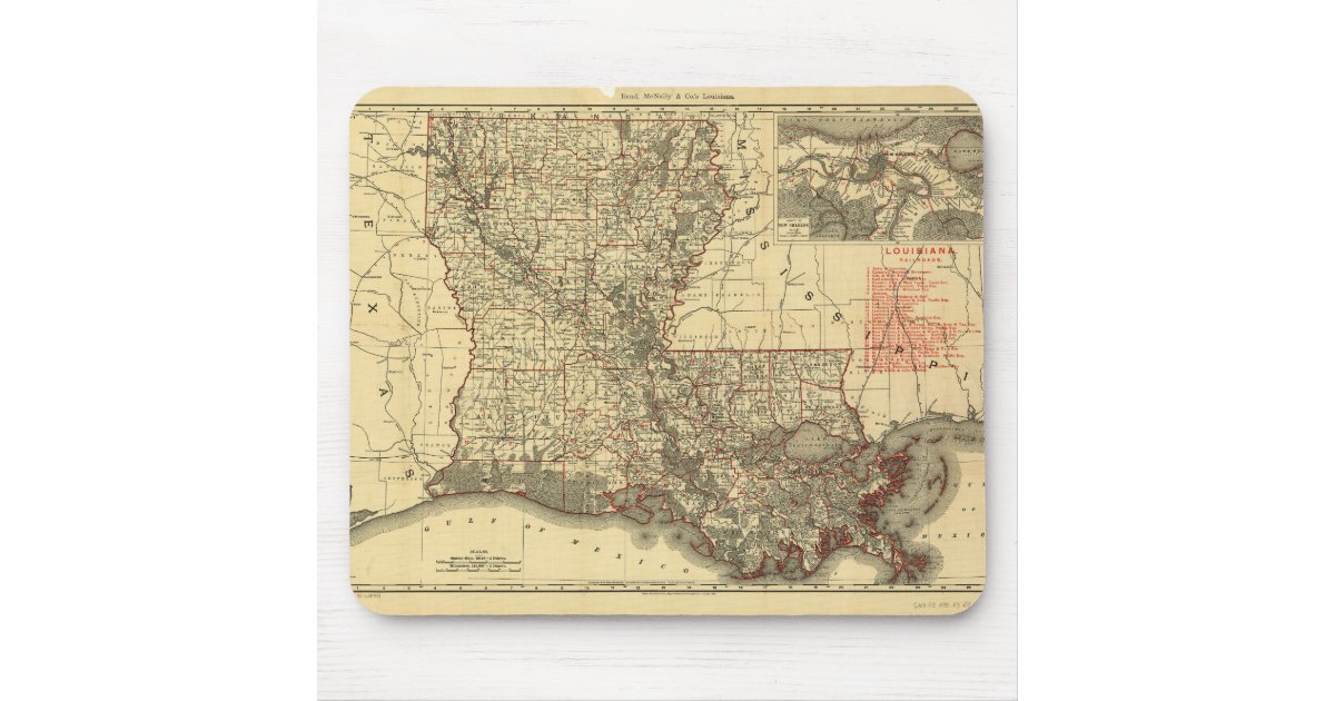 Map of Louisiana (1895) Mouse Pad | Zazzle