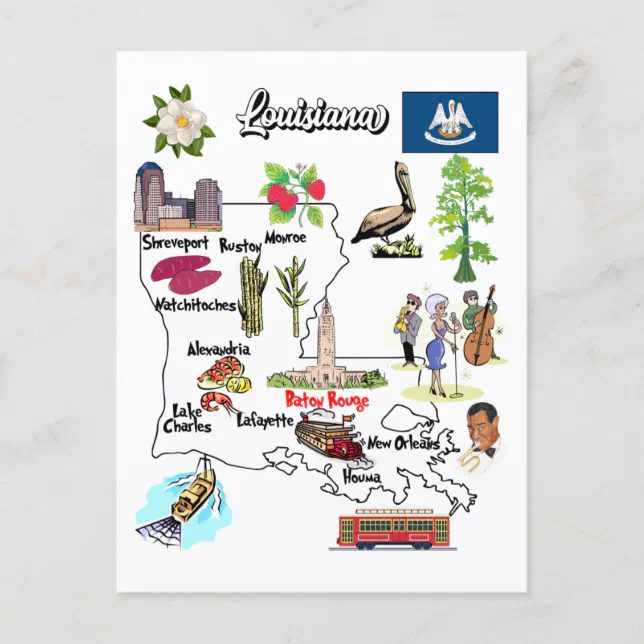 Map of Louisiana Postcard | Zazzle